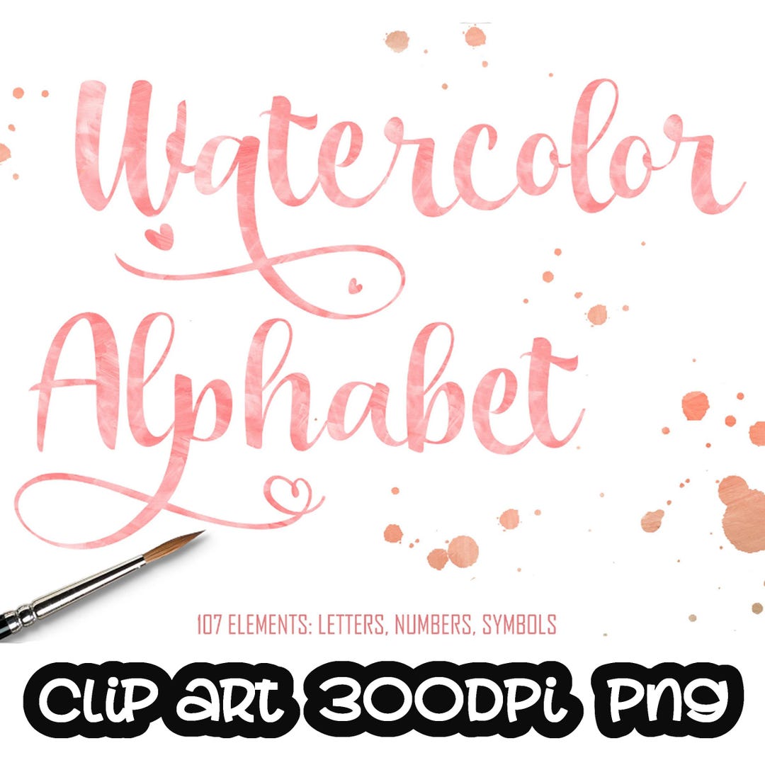 Pink Watercolor Alphabet Clipart, Watercolor Letters, Digital Clipart ...