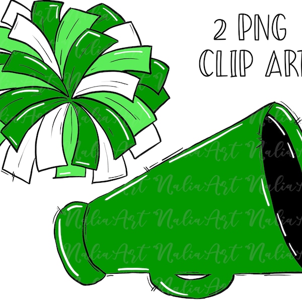 Green and White Pom Clipart - Etsy