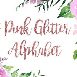 Pink Glitter Alphabet Clip Art, Pink Alphabet, Digital Clipart, Numbers ...