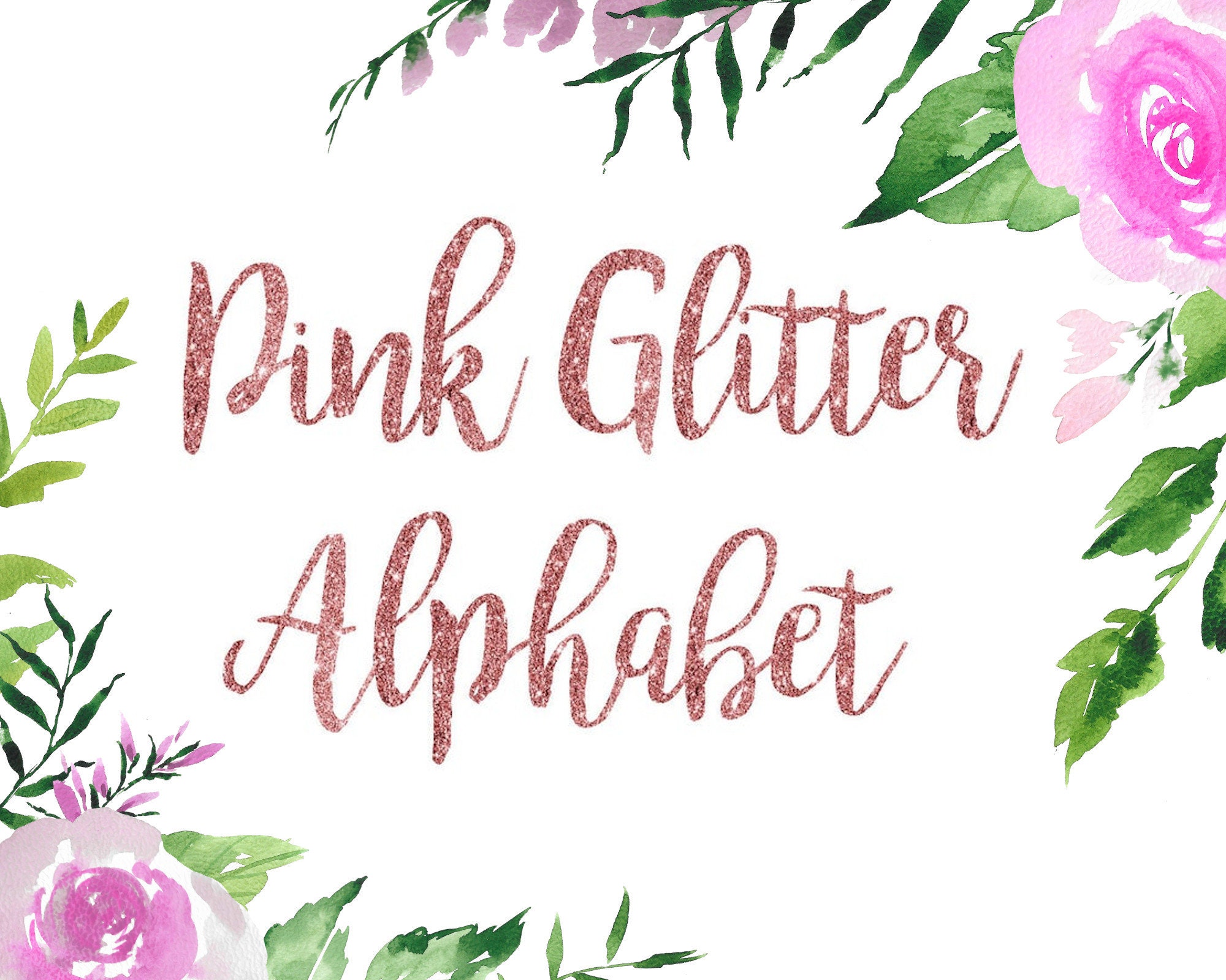 Pink Glitter Alphabet Clip Art Pink Alphabet Digital - Etsy