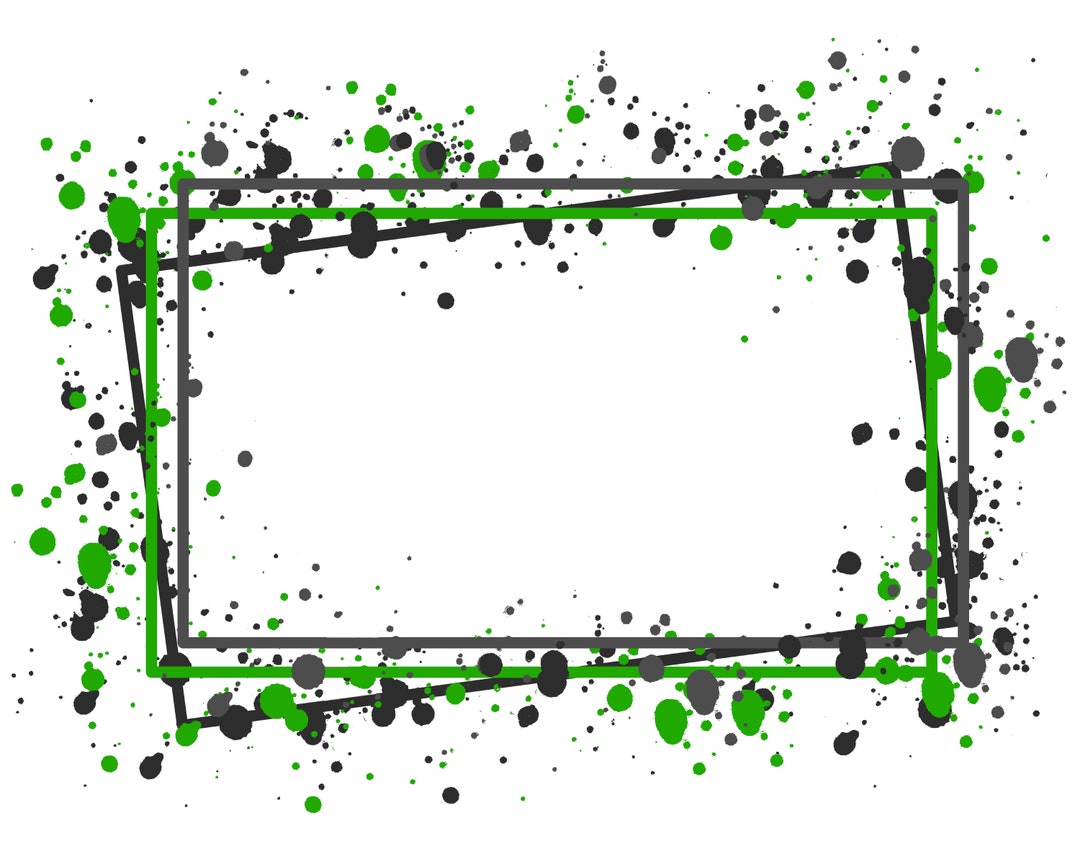 Frame Splatter Green Grey Background Printable Artwork Splash Rectangle ...