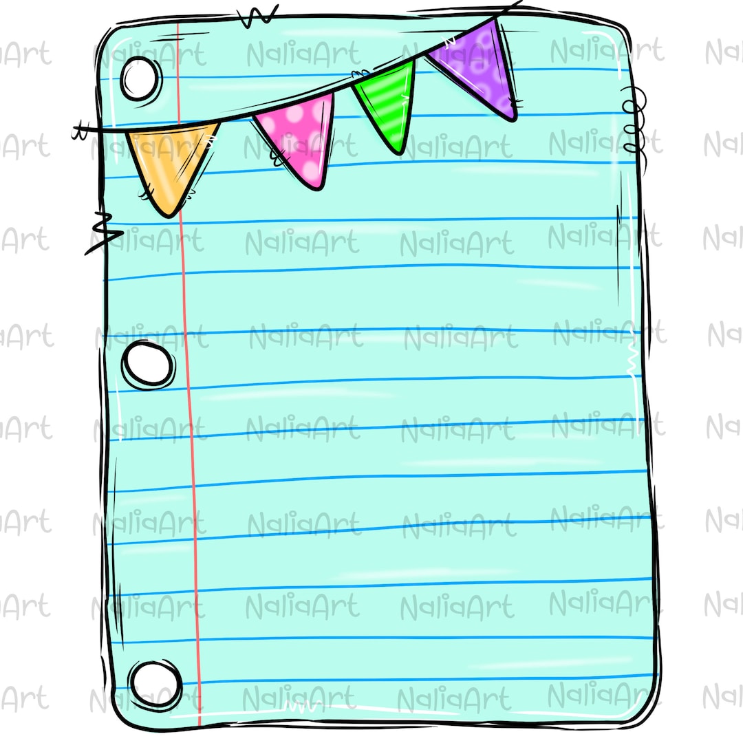 Teacher Notebook Bunting Frame Sublimation Design PNG Hand Drawn ...