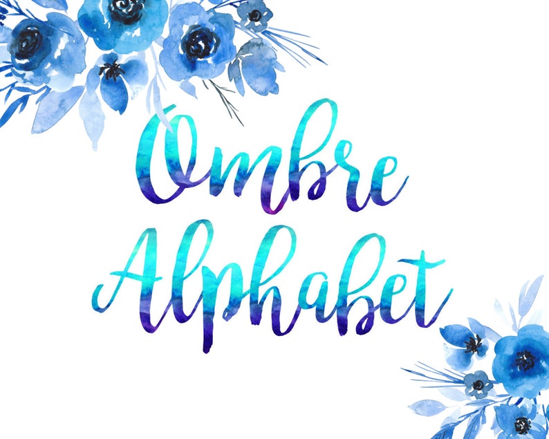 Ombre Alphabet Clip Art Watercolor Alphabet Digital Clipart - Etsy
