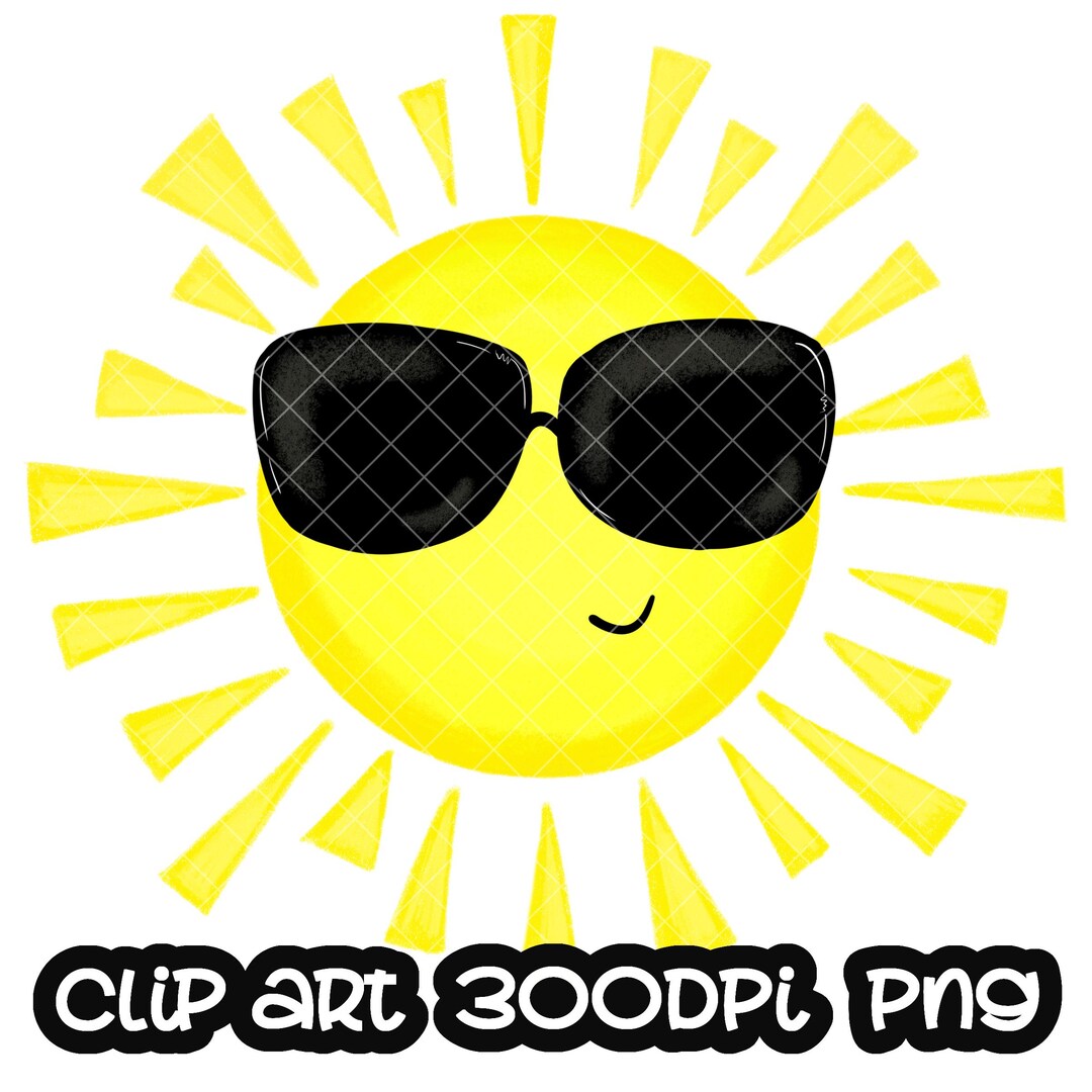 Sun Sunglasses Doodle Summer PNG Sublimation | Sunshine Clip Art ...