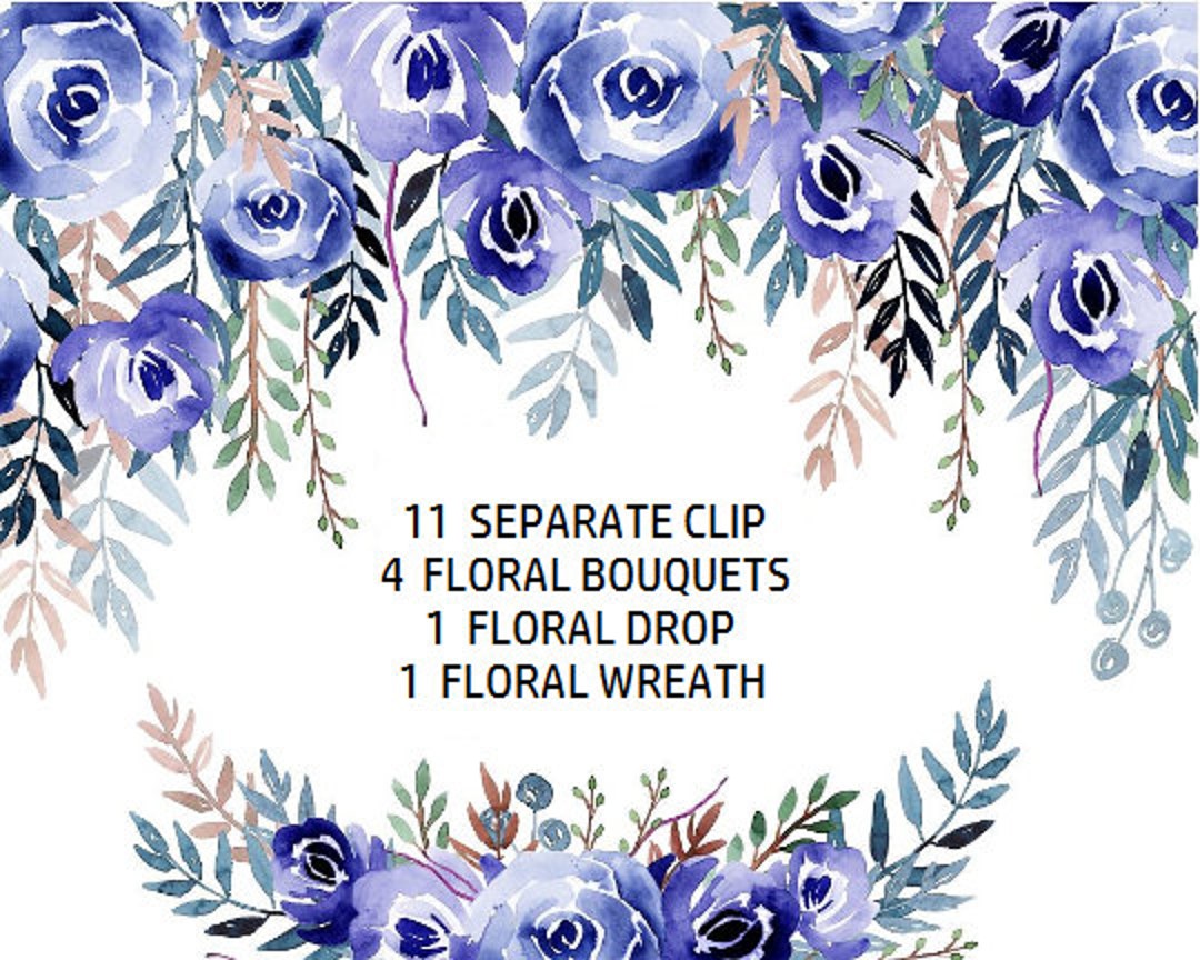 Watercolour Flower Bouquets, Wreath, Arrangement, Border, Digital Clip ...