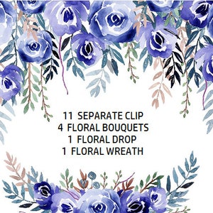 Watercolour Flower Bouquets, Wreath, Arrangement, Border, Digital Clip ...