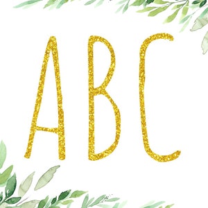 Gold Glitter Alphabet Clip Art Gold Alphabet Digital - Etsy