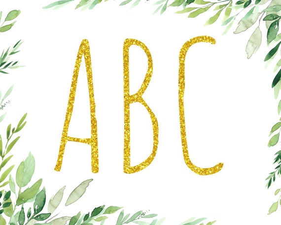 Gold Glitter Alphabet Clip Art Gold Alphabet Digital | Etsy