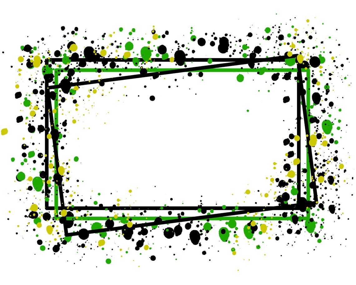 Frame Splatter Yellow Green Black Background Printable Artwork Splash ...