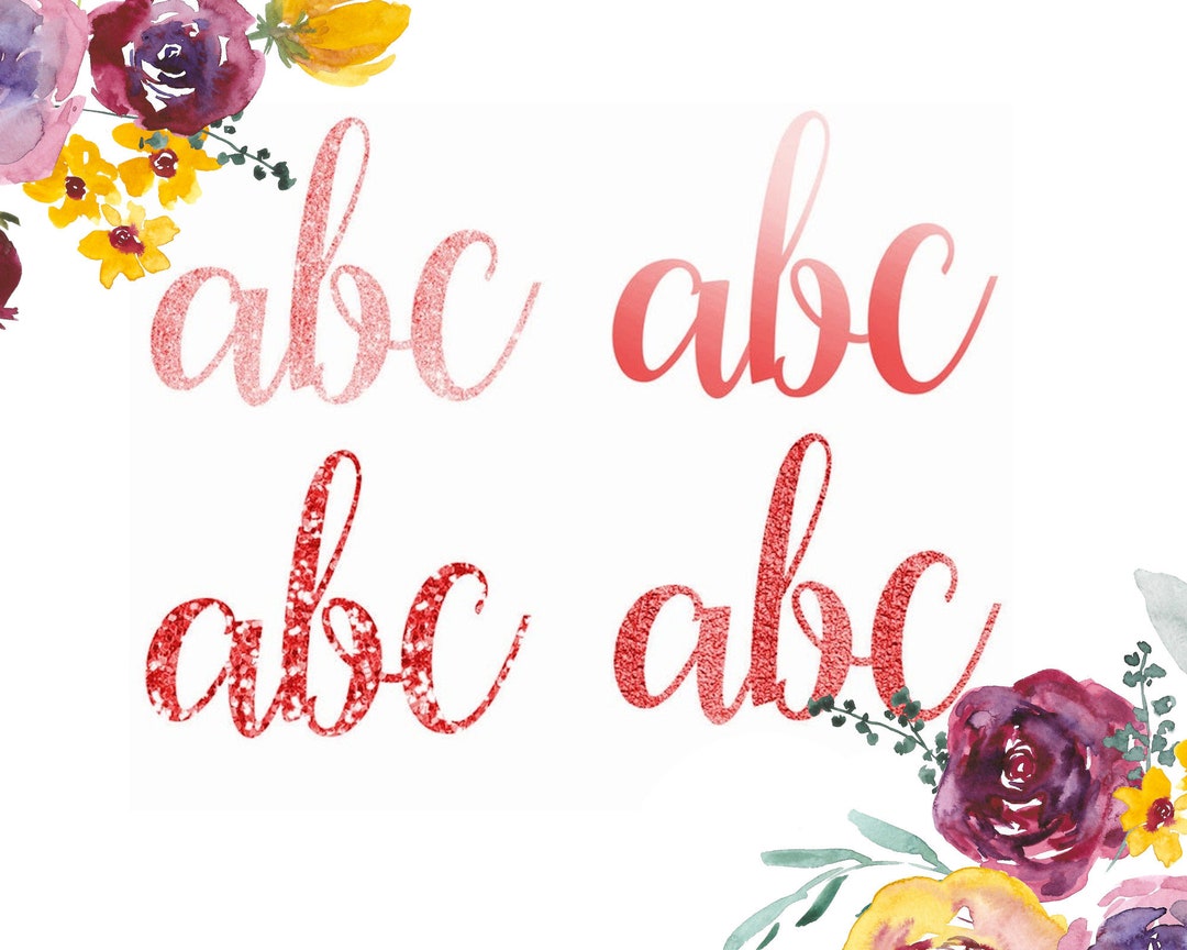 Alphabet Clip Art, Glitter Foil Red Alphabet, Digital Clipart, Letters ...