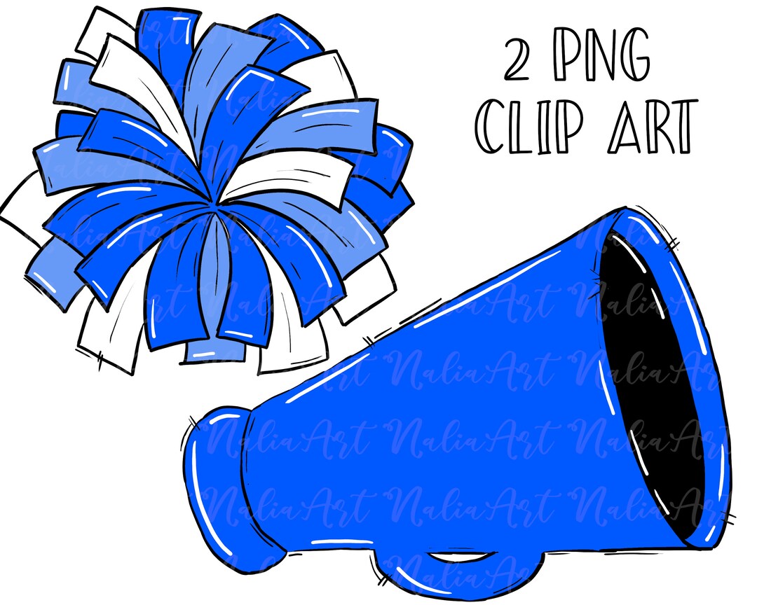 Cheer Poms Megaphone Football Blue Digital Download - Etsy