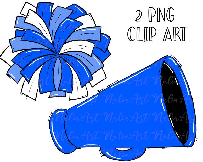 Cheer Poms Megaphone Football Blue Digital Download - Etsy