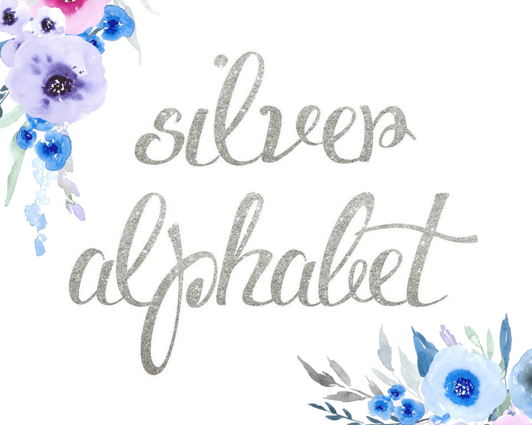 Silver Alphabet Clip Art, Silver Glitter Alphabet, Digital Clipart ...