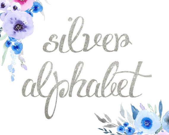 Silver Alphabet Clip Art Silver Glitter Alphabet Digital | Etsy