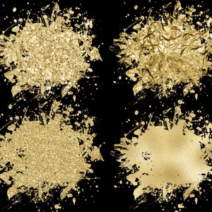 Background Paint Splatter Glitter Gold Splash Frame - Etsy