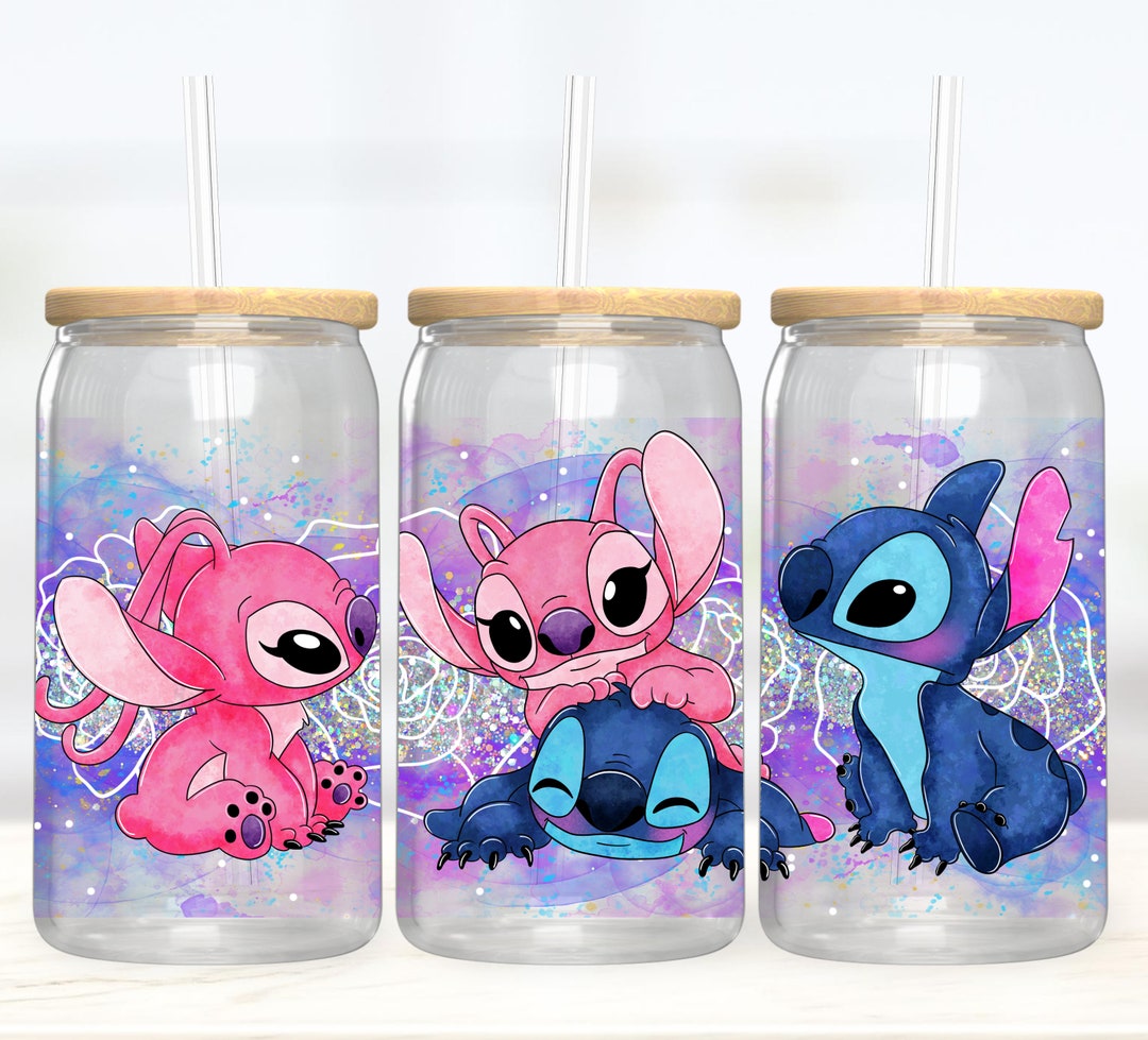 Anime Cartoon Stitch Angel Cup PNG File DIGITAL DOWNLOAD 16oz Glass ...