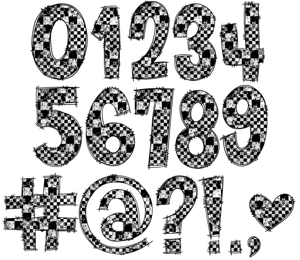 Baseball Doodle Letters Checkered Flag Clipart Letters Clip - Etsy