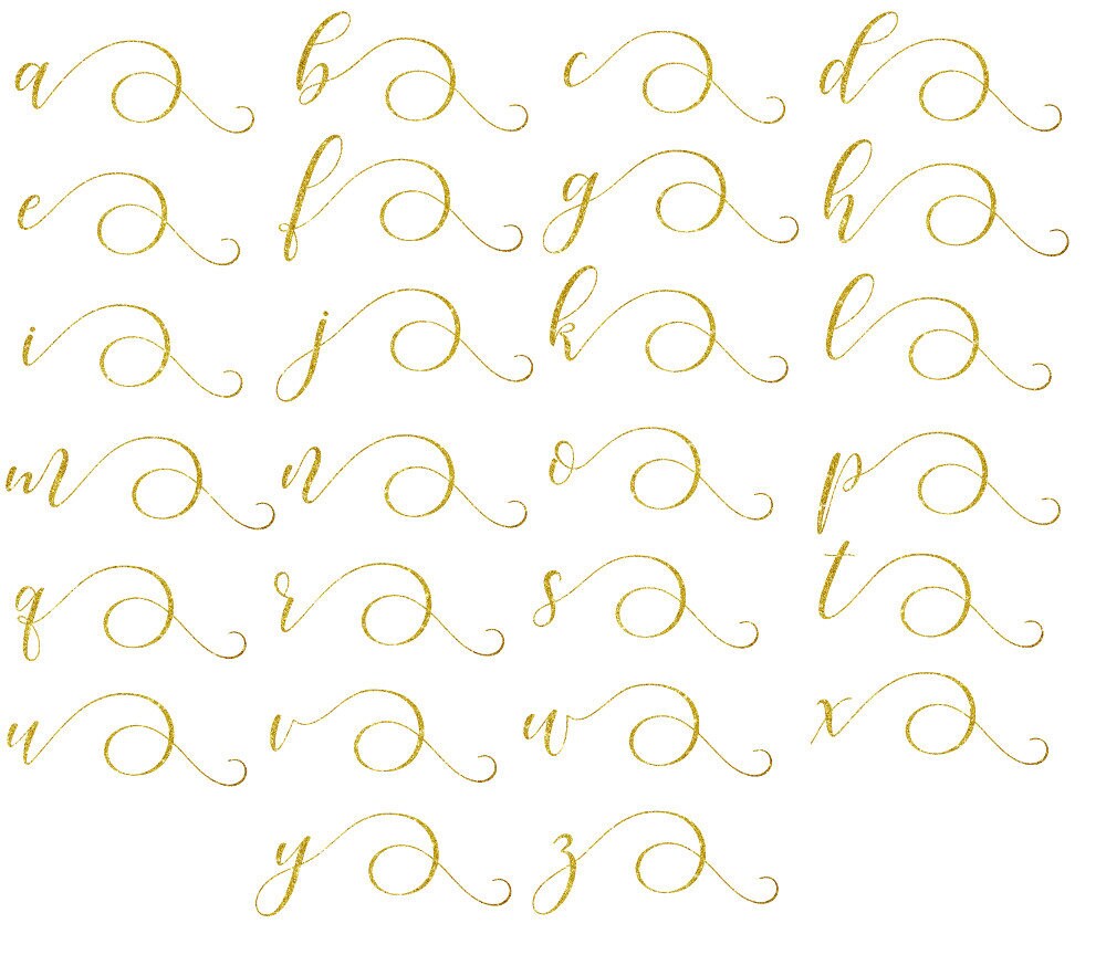 Gold Glitter Alphabet Clip Art Gold Alphabet Digital - Etsy