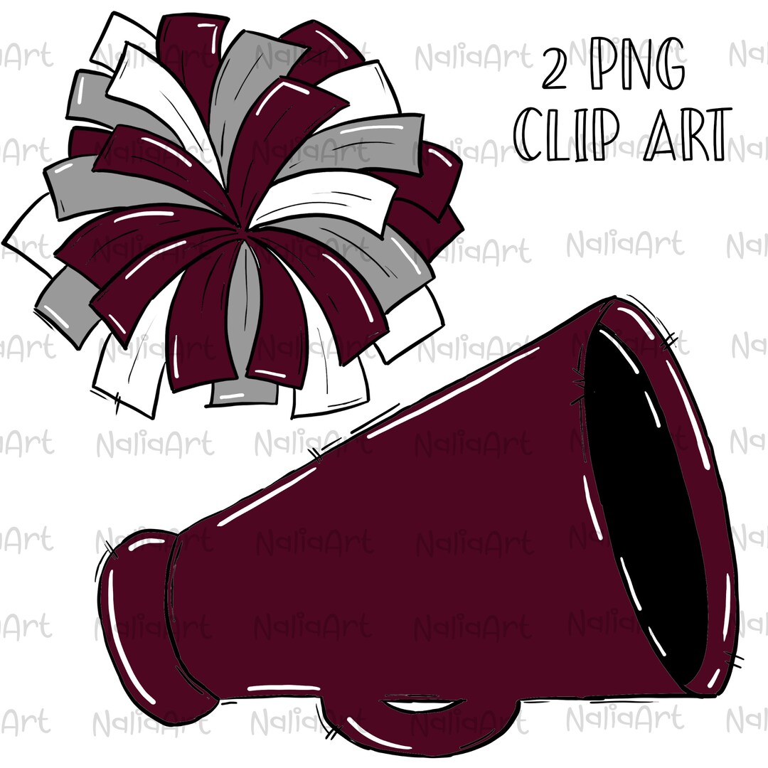 Cheer Poms Megaphone Football Burgund Maroon Digital Download ...