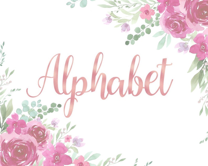 Pink Alphabet Clip Art Pink Foil Alphabet Digital Clipart - Etsy