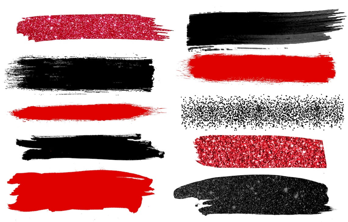Red Black Brush Strokes Clipart, Silver Glitter Clipart, Silver ...