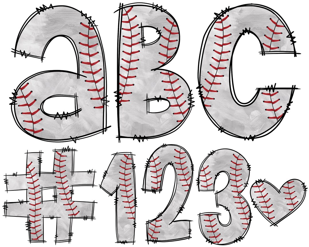 Baseball Doodle Letters Clipart, Letters Clip Art, Sports Digital ...