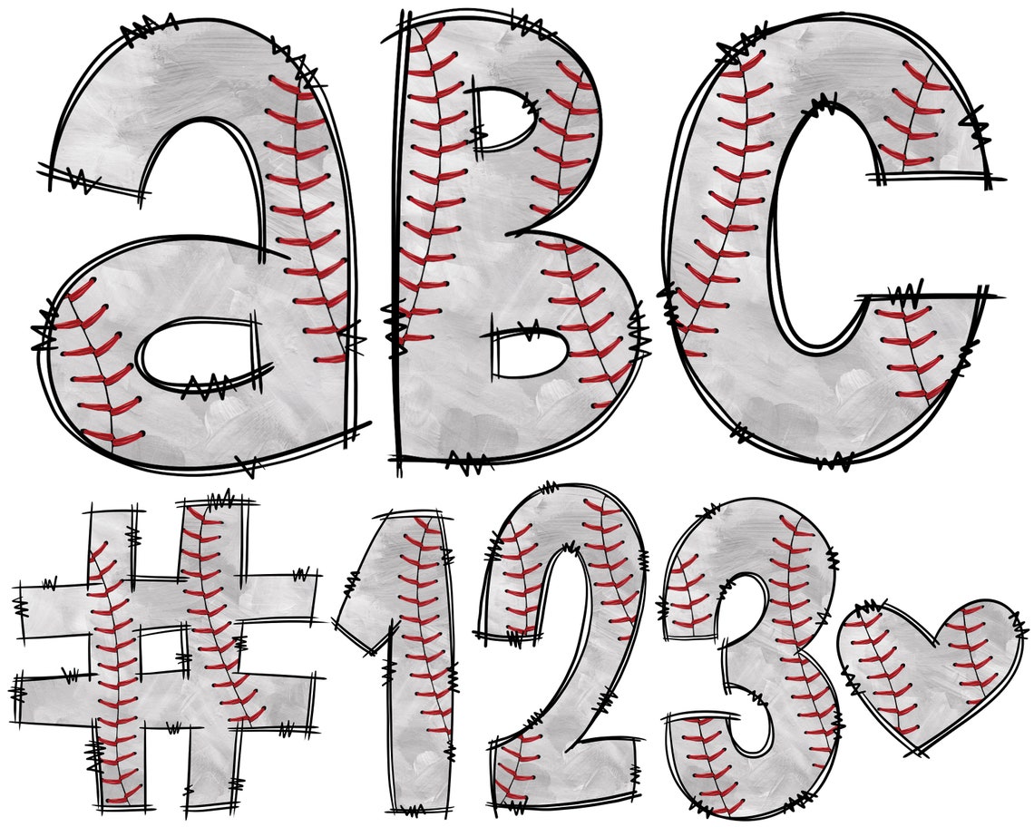Baseball Doodle Letters Clipart Letters Clip Art Sports | Etsy