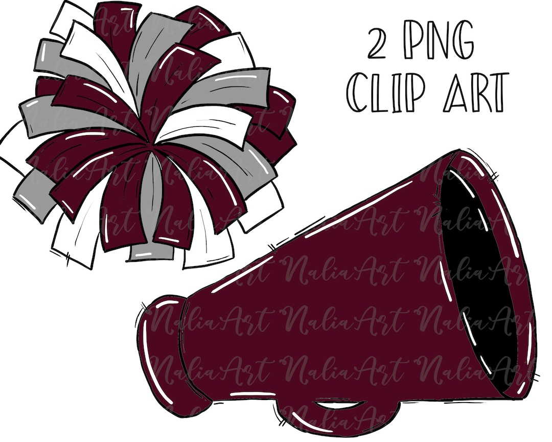 Cheer Poms Megaphone Football Burgund Maroon Digital Download ...