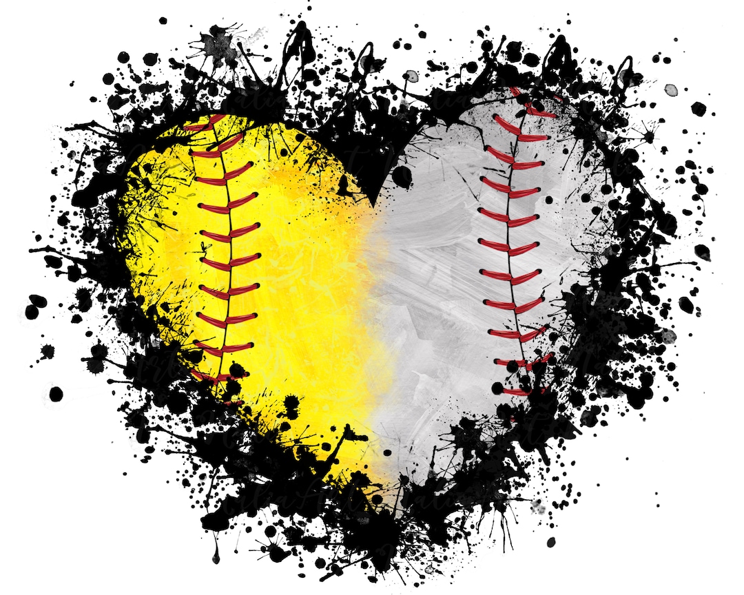 Heart Baseball Softball Heart PNG Sport Heart Heart Watercolor ...