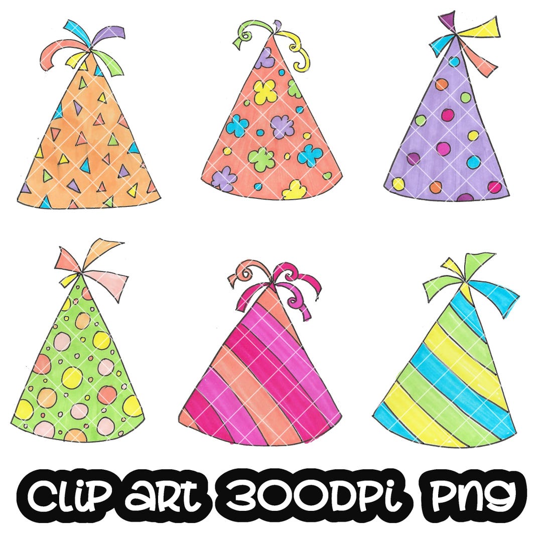 Birthday Hat Party Clip Art Watercolor Digital Clipart PNG - Etsy