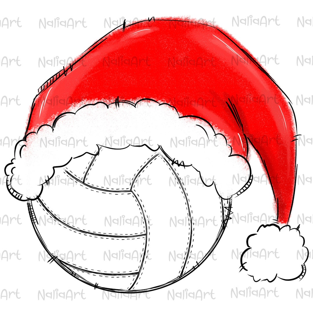 Volleyball Santa Claus Hat Sublimation Design PNG christmas Clip Art ...