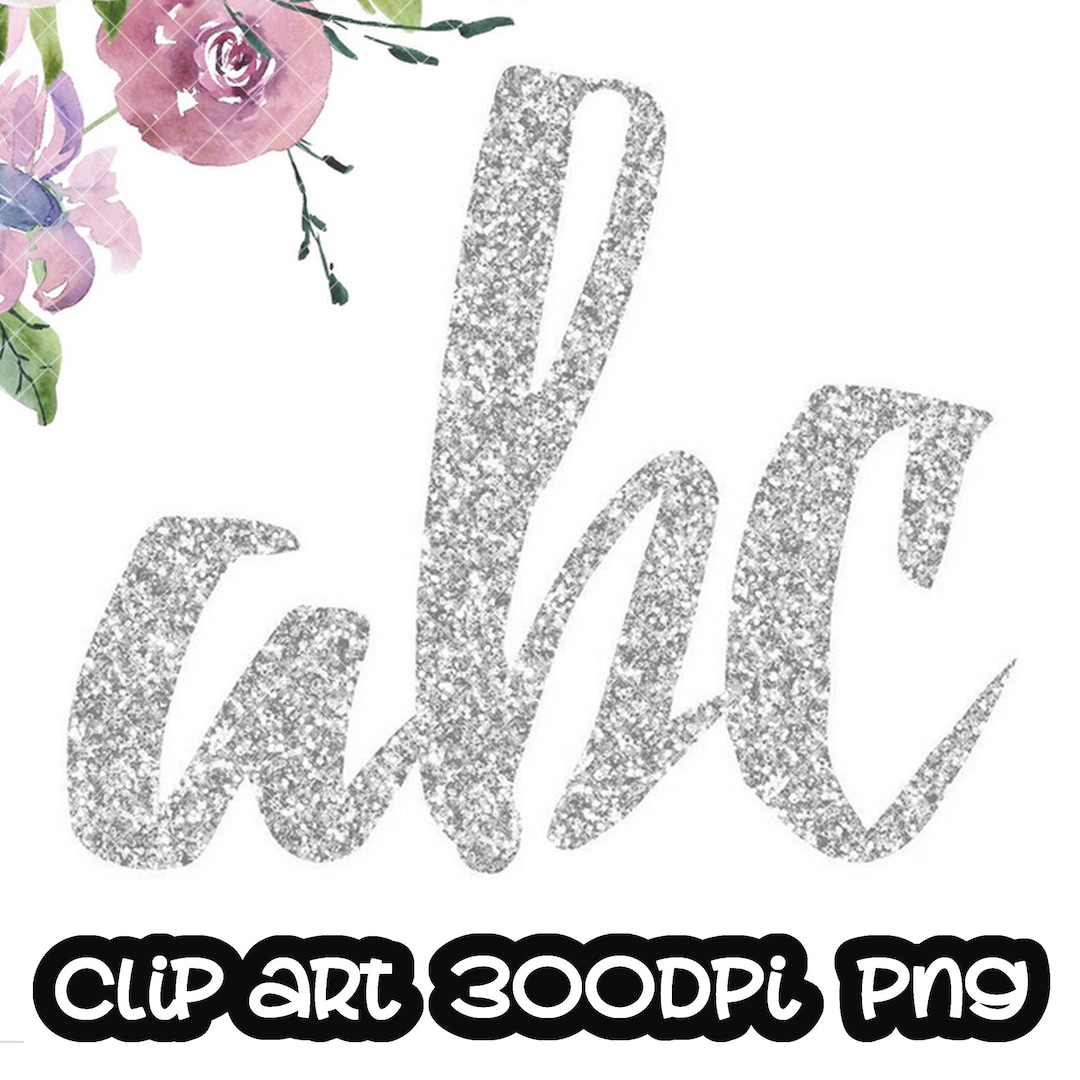 Silver Alphabet Clip Art, Silver Glitter Alphabet, Digital Clipart ...