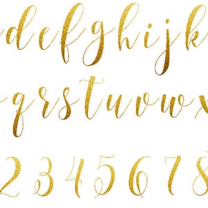 Gold Alphabet Clip Art, Gold Foil Alphabet, Digital Clipart, Numbers ...