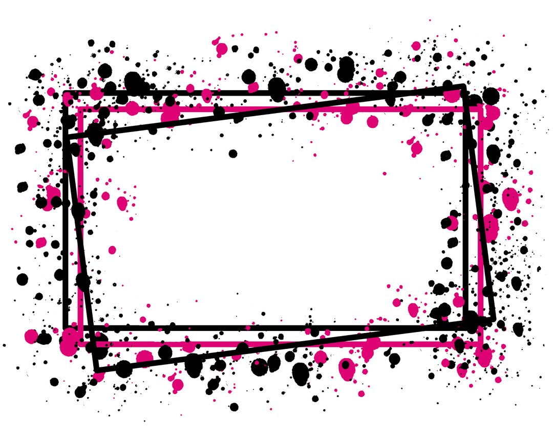Frame Splatter Black Pink Background Printable Artwork Splash Rectangle ...