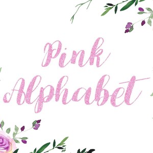 Pink Glitter Alphabet Clip Art, Pink Alphabet, Digital Clipart, Numbers ...