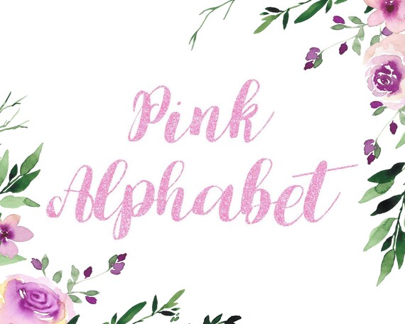 Pink Glitter Alphabet Clip Art Pink Alphabet Digital | Etsy