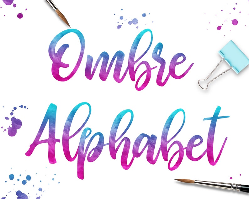 Ombre Watercolor Alphabet Clipart Watercolor Letters Digital | Etsy