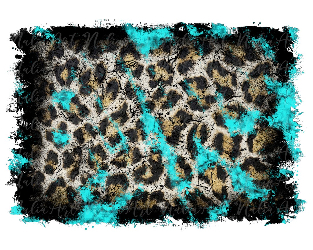 Background Leopard Turquoise Distressed Print Leopard Grunge Splash ...
