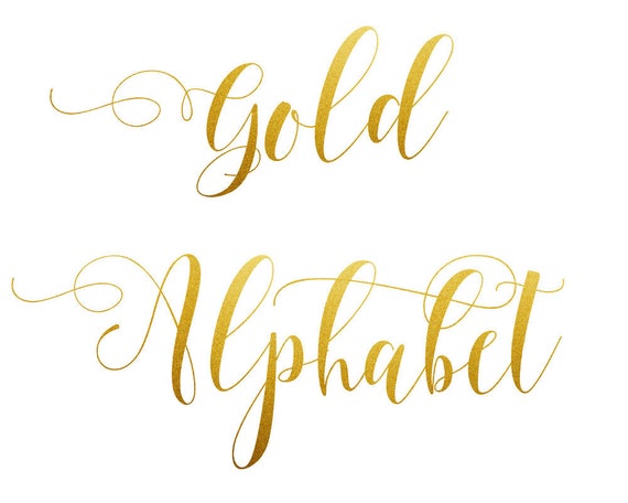 Gold Alphabet Clip Art Gold Glitter Alphabet Digital | Etsy