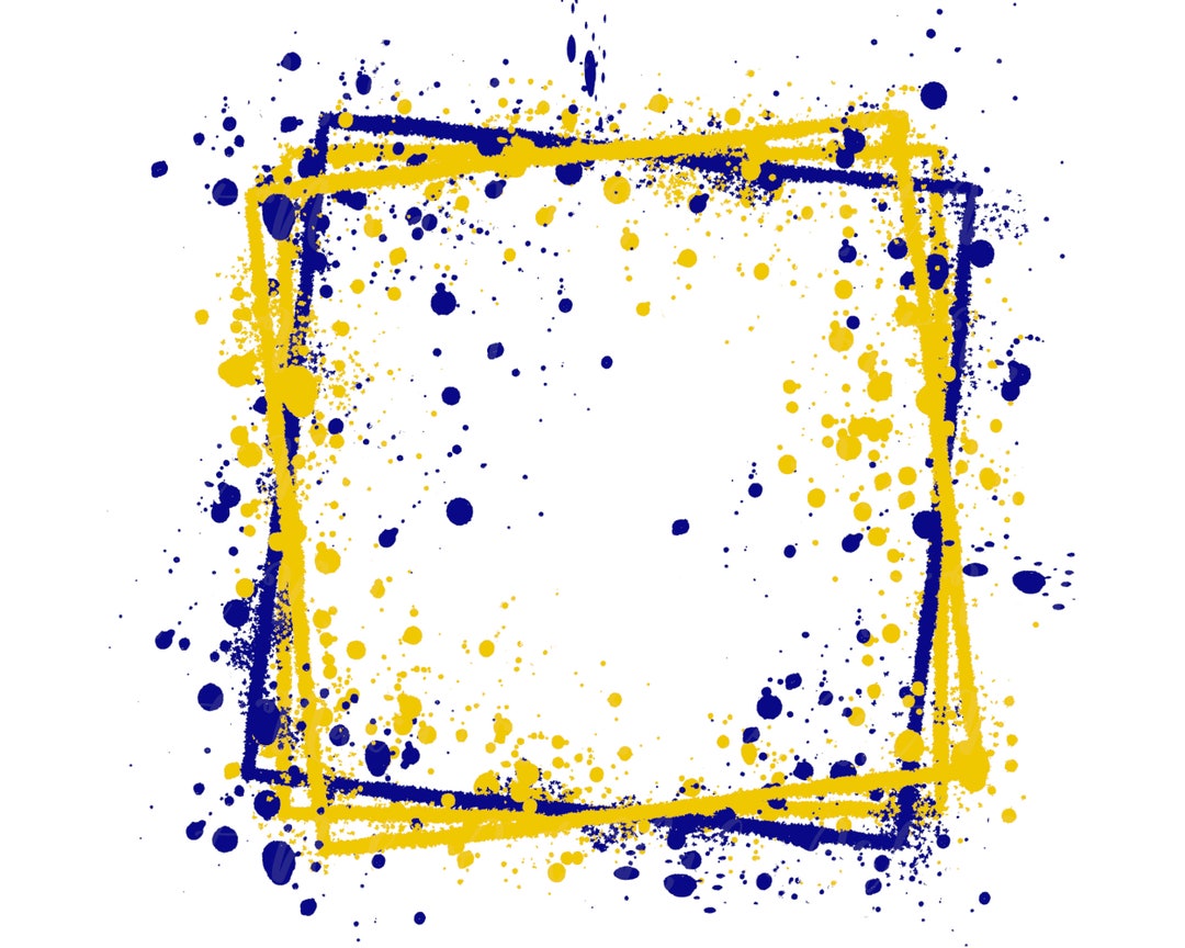 Frame Splatter Blue Yellow Background Printable Artwork Splash Frame ...