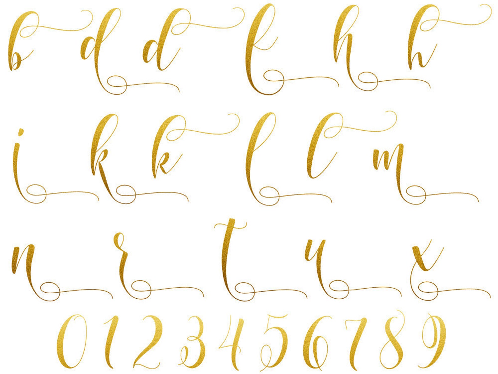 Gold Alphabet Clip Art, Gold Foil Alphabet, Digital Clipart, Numbers ...