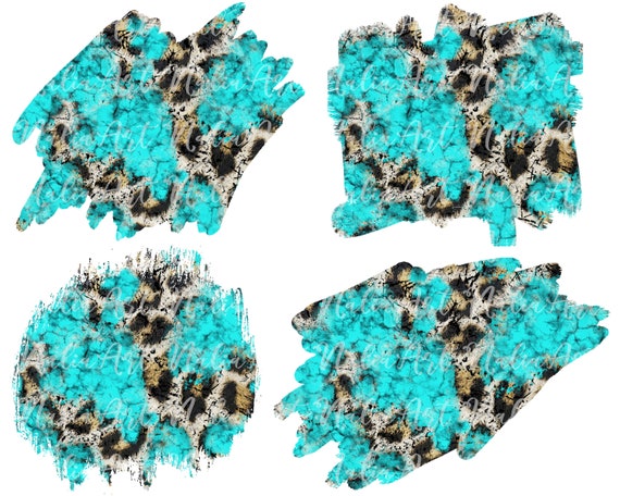 Background Leopard Turquoise Patches Distressed Print - Etsy