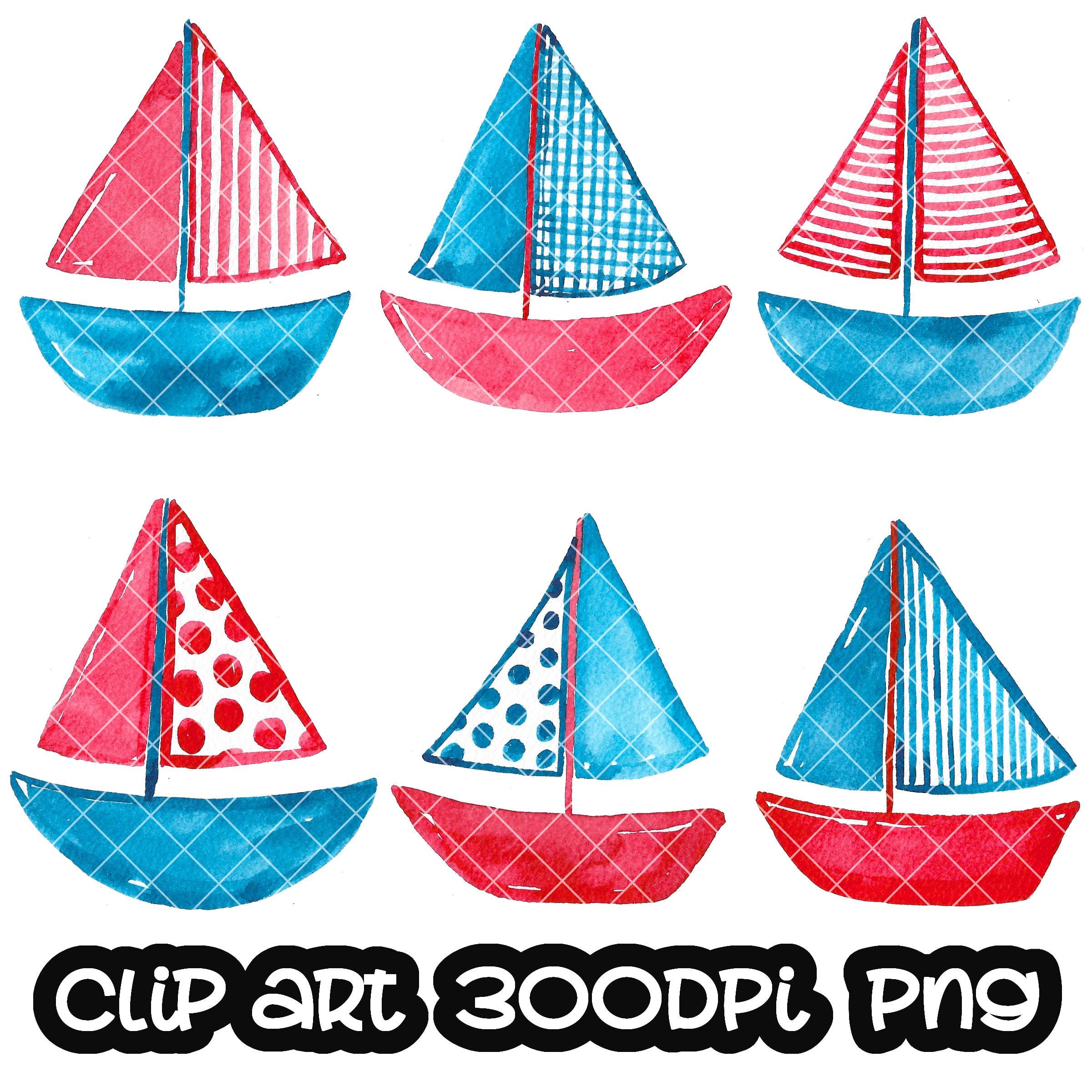Sailboats Clip Art, Watercolor Clipart (PNG, Instant Download) - Etsy