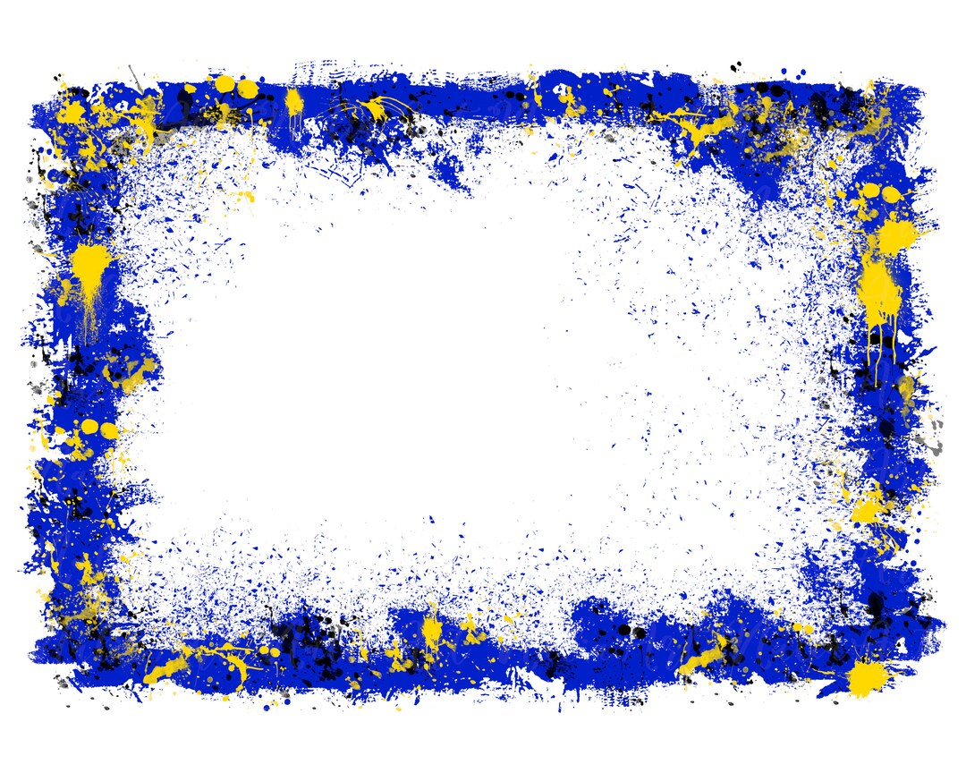 Frame Splatter Blue Yellow Background Printable Artwork Splash Frame ...
