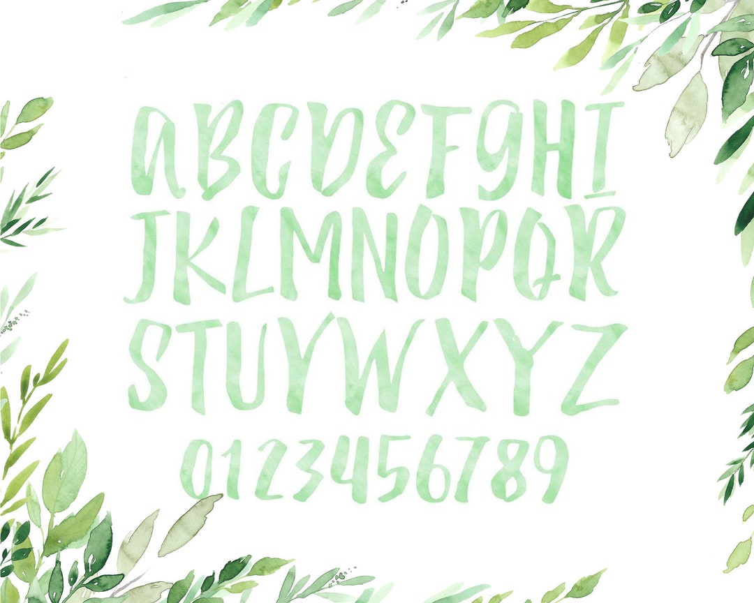 Green Alphabet Clip Art, Digital Clipart, Font, Letters Numbers Cards ...