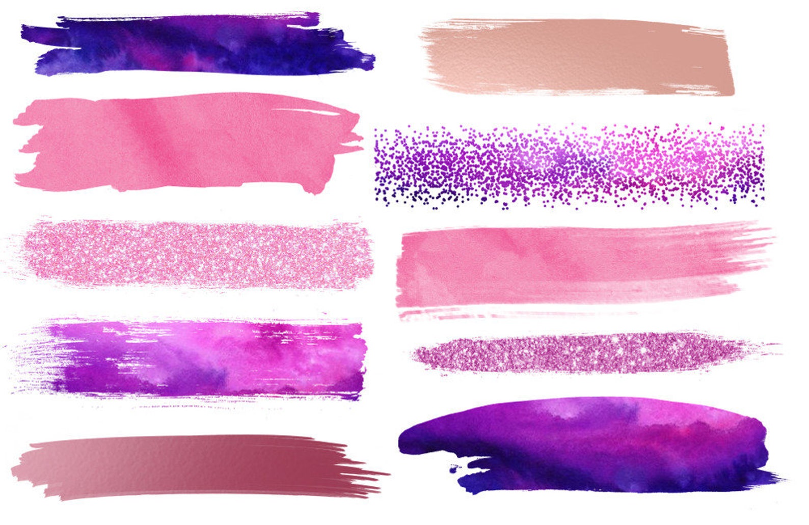 Pink Purple Brush Strokes Clipart Gold Glitter Clipart Gold | Etsy