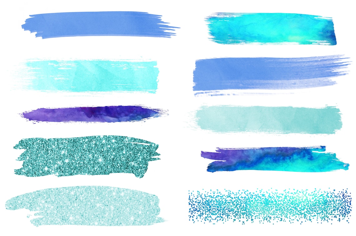 Blue Brush Strokes Clipart Pink Glitter Clipart Confetti - Etsy