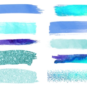 Blue Brush Strokes Clipart, Pink Glitter Clipart, Confetti, Gold ...