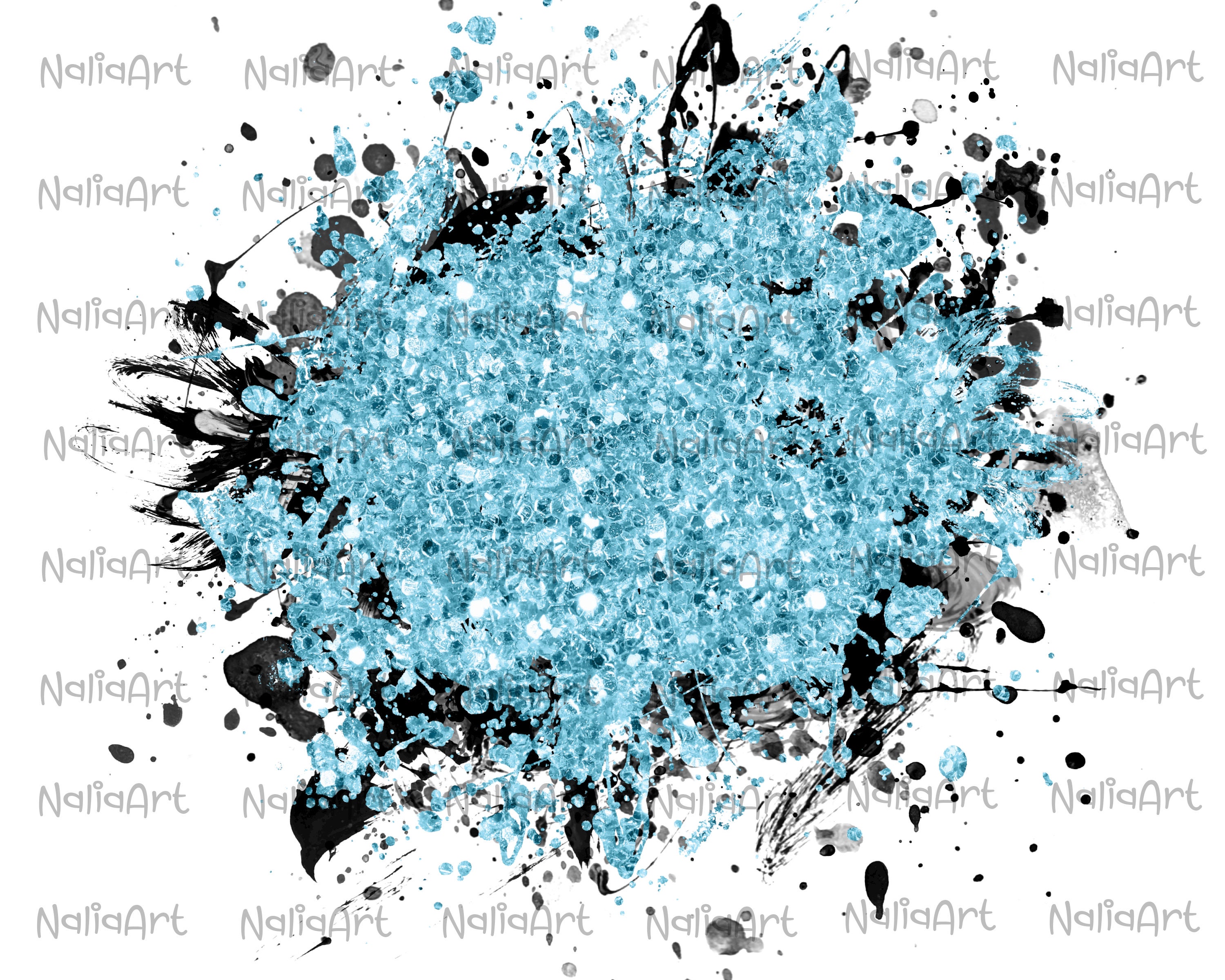 Blue And Black Splatter Paint