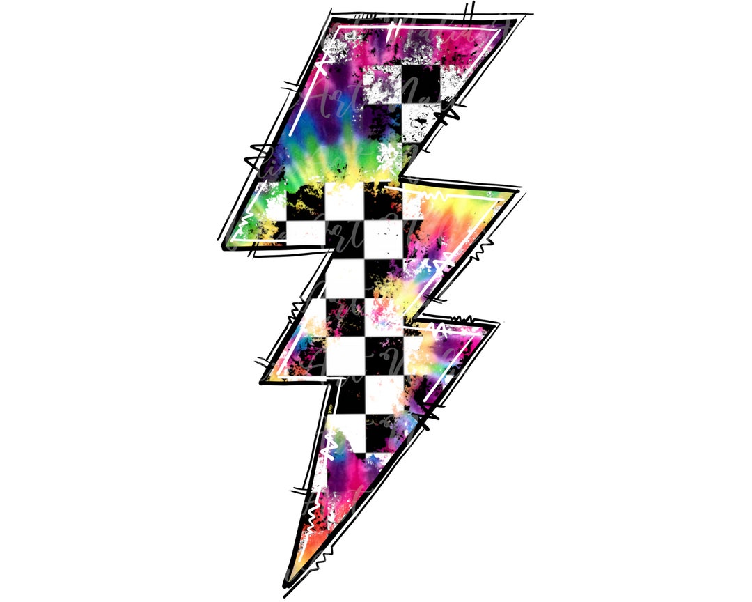 Lightning Bolt Checkered Flag Tie Dye PNG Sublimation PNG - Etsy